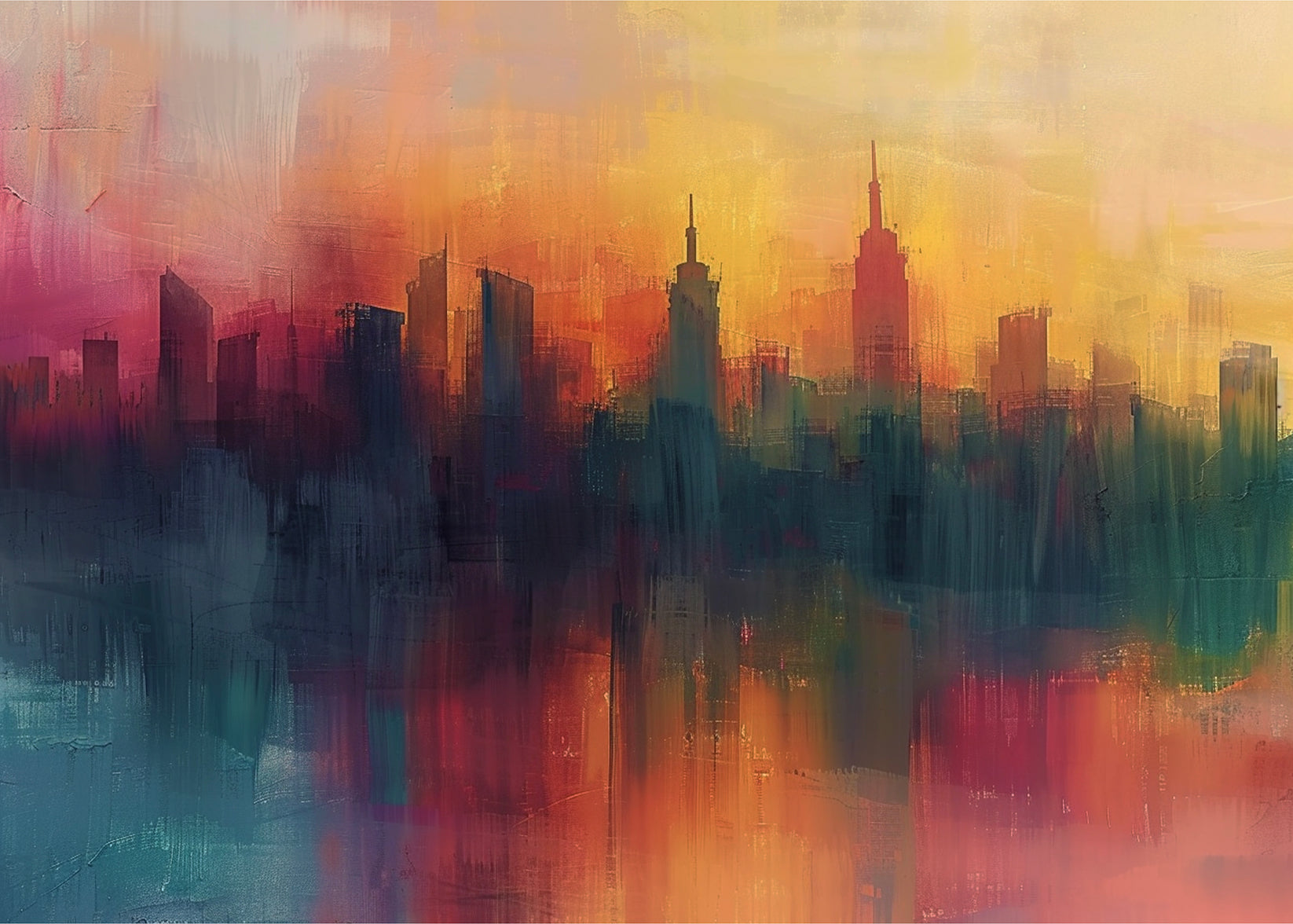 - Rainbow Smog / City 90s - "Abstract Urban Poster" – E.minerr Generated
